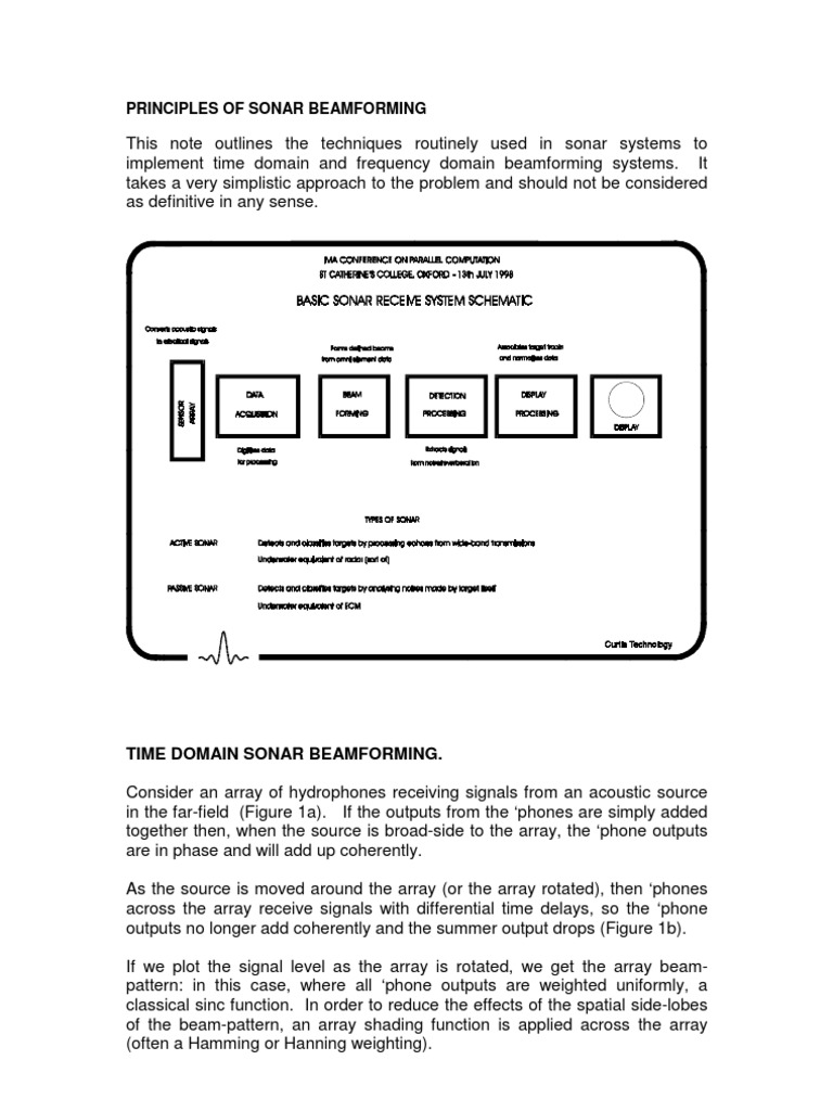Principles of Sonar Beamforming | PDF