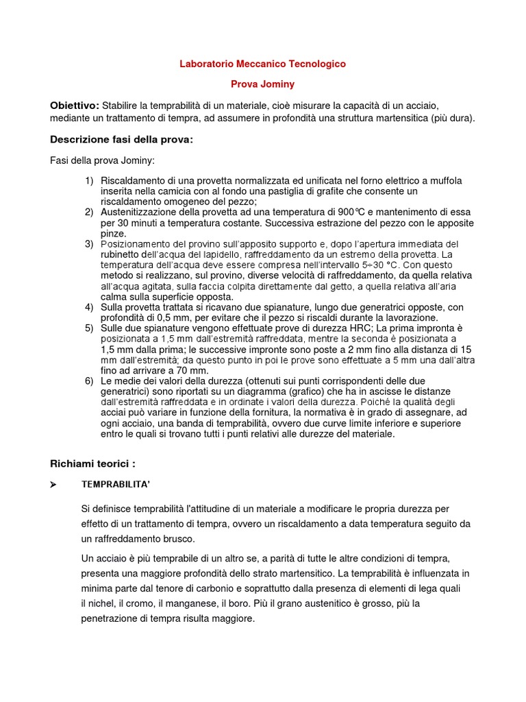 Relazione Prova Jominy | PDF