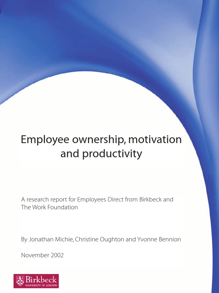 Employee Ownership, Motivation and Productivity | PDF | Employee Stock ...