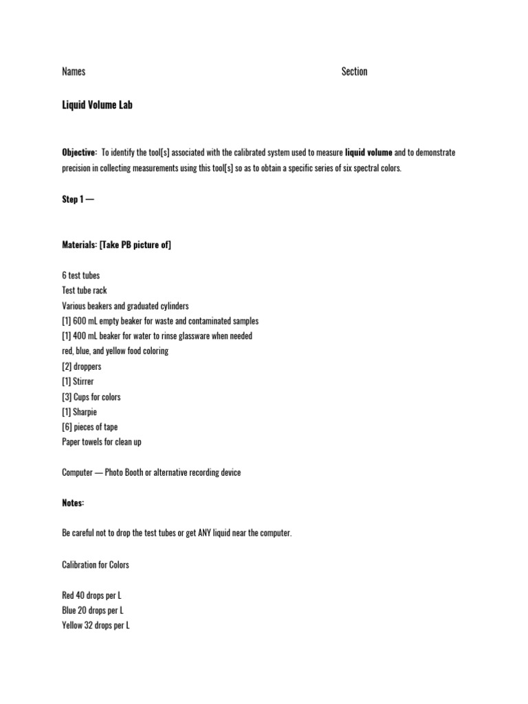 Liquid Volume Lab | PDF | Nature
