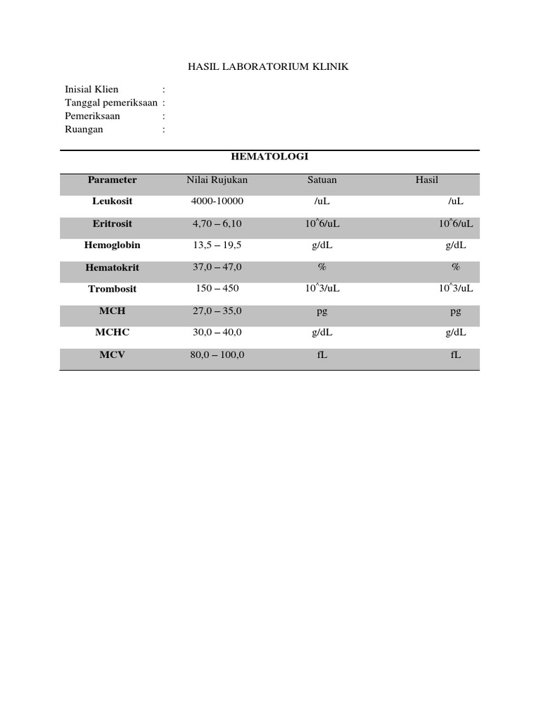Format Hasil Laboratorium Klinik | PDF