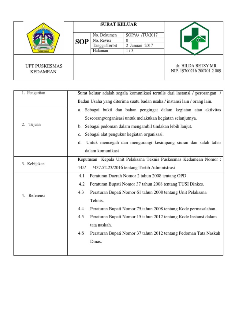 Contoh Sop Pengelolaan Surat Keluar Dinas Tenaga Kerja Surat Lamaran - Riset