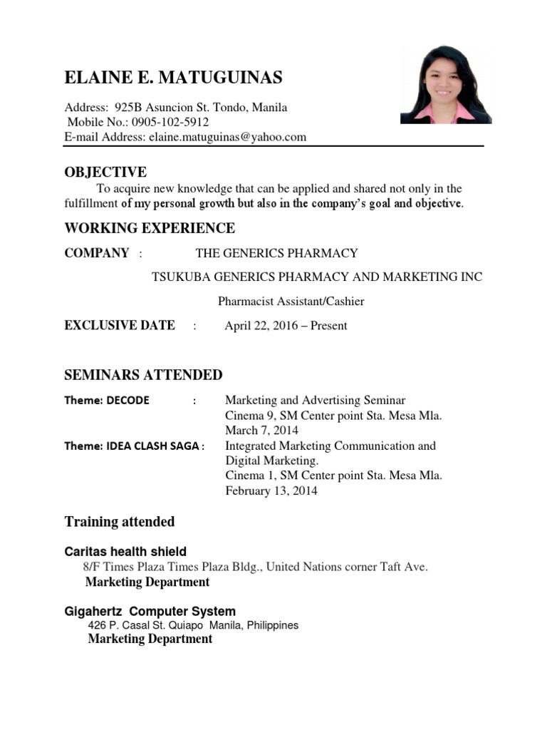 Elaine Resume | PDF | Manila | Communication