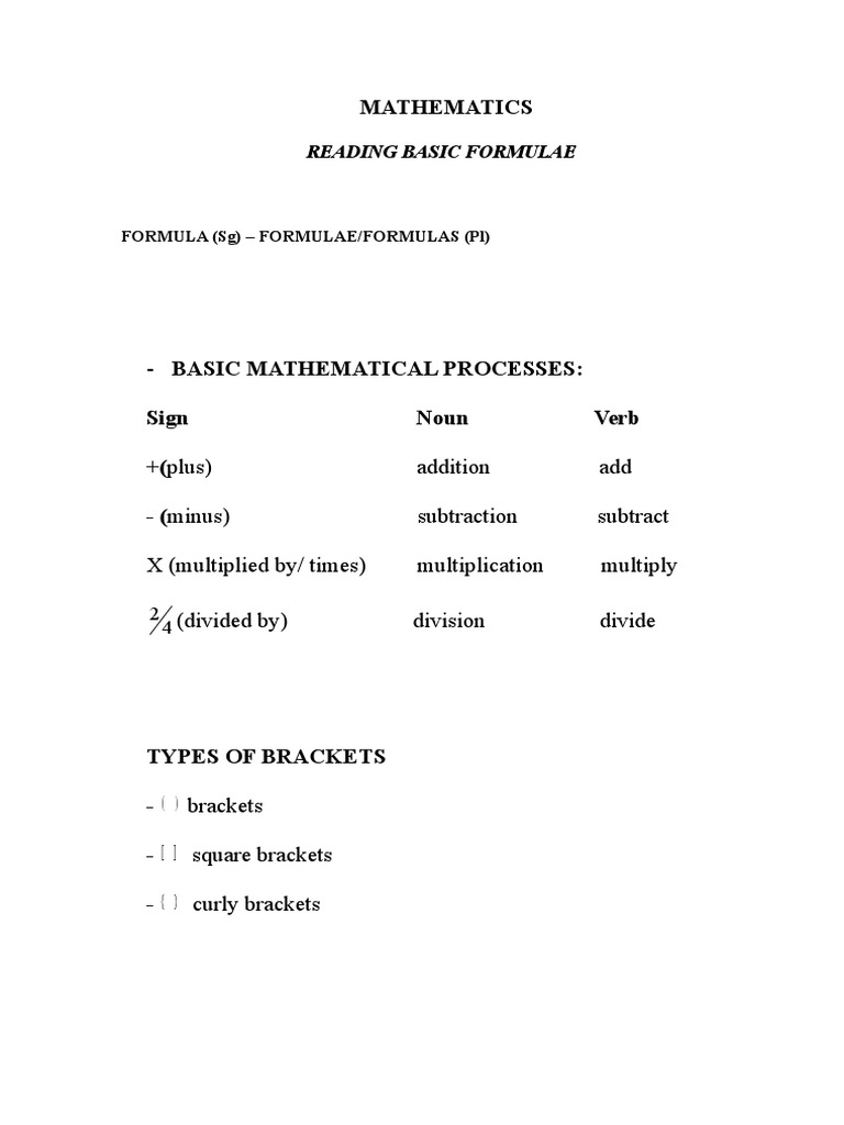 Basic Mathematical Processes | PDF | Multiplication | Mathematical Objects