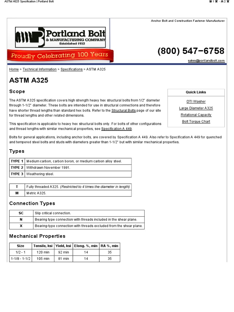 Astm a325 分類及材質 | PDF | Screw | Transition Metals