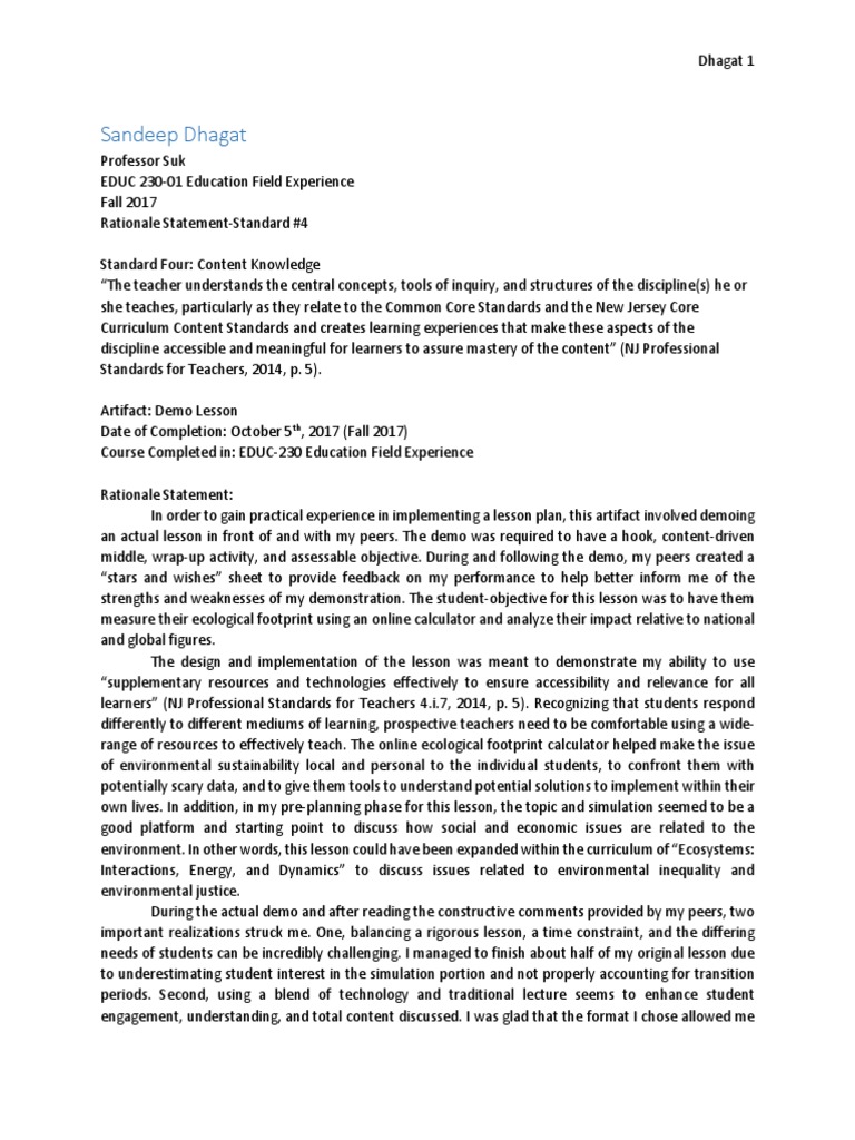 Demo Lesson Rationale Statement - hs-ls2-7 | Download Free PDF ...