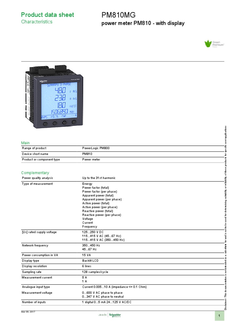 PM810MG: Product Data Sheet | PDF | Ac Power | Alternating Current