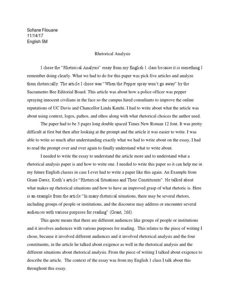 rhetorical analysis final 1 | Social Work | Rhetoric