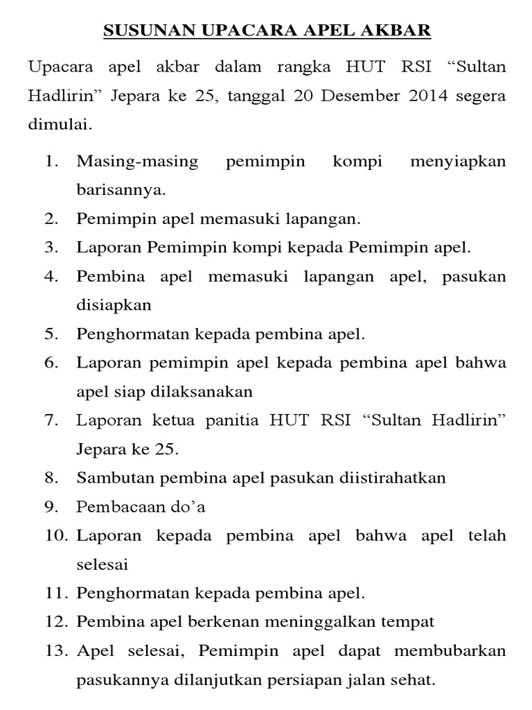 Susunan Upacara Apel Akbar | PDF