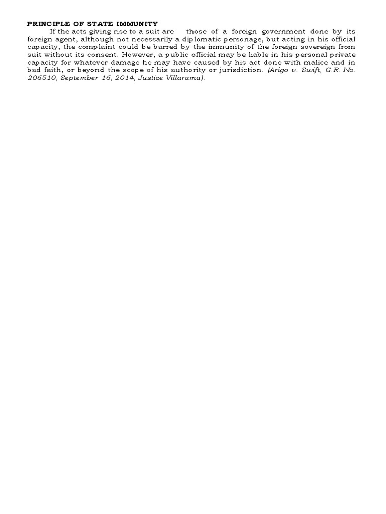 Principle of State Immunity | PDF | Law