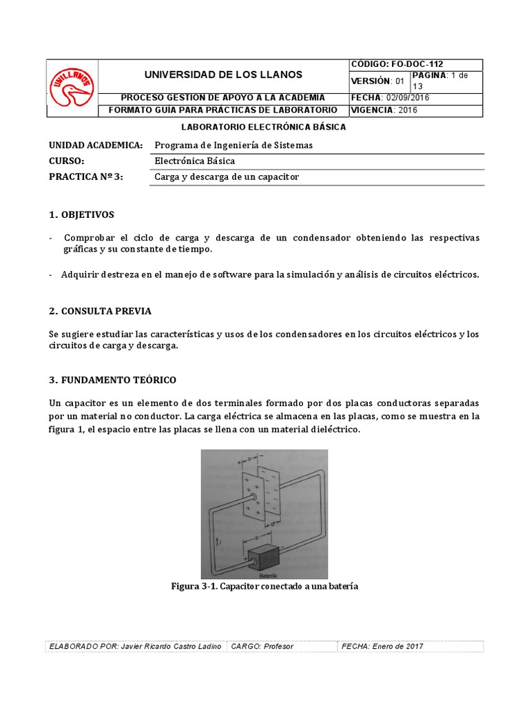Práctica 3. Carga y Descarga de Un Capacitor | PDF | Condensador ...