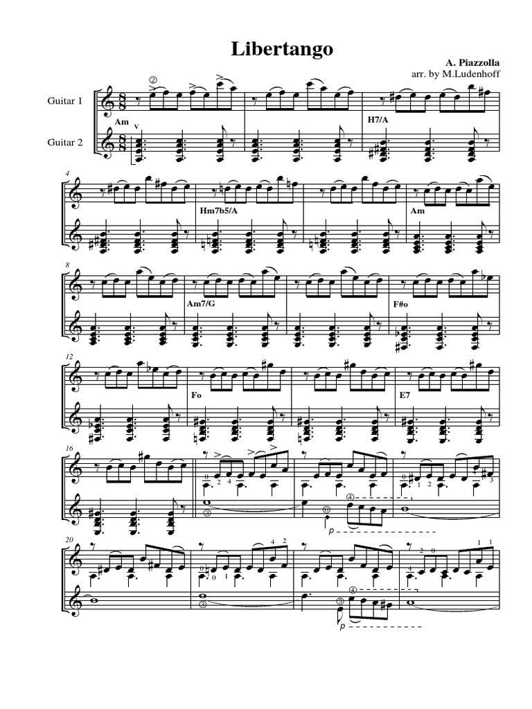 Libertango Guitar Duo PDF | PDF | Tango (danse) | Styles de musique ...