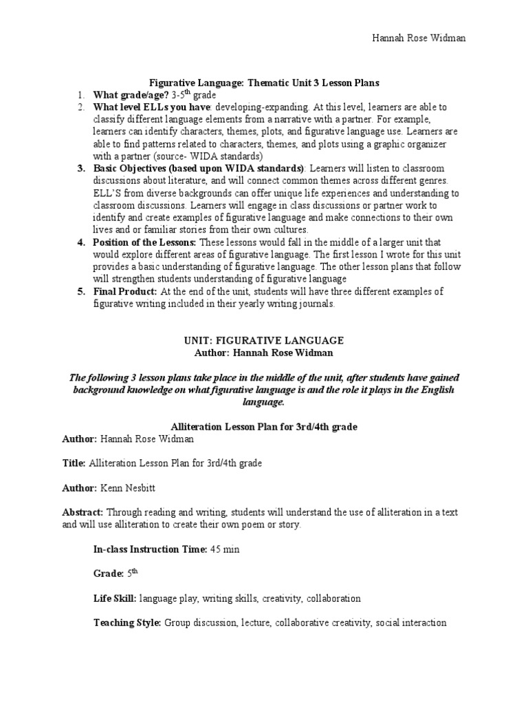 Lesson Plans | PDF | Anthropomorphism | Lesson Plan