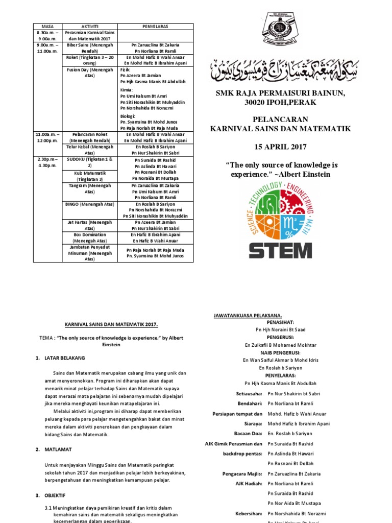 Pamplet KARNIVAL Minggu Sains Dan Math | PDF