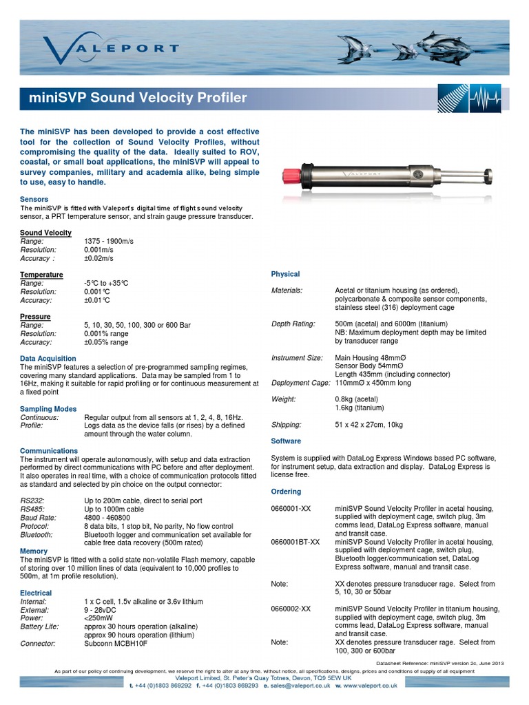 Valeport miniSVP v2c PDF | PDF | Sensor | Electronics