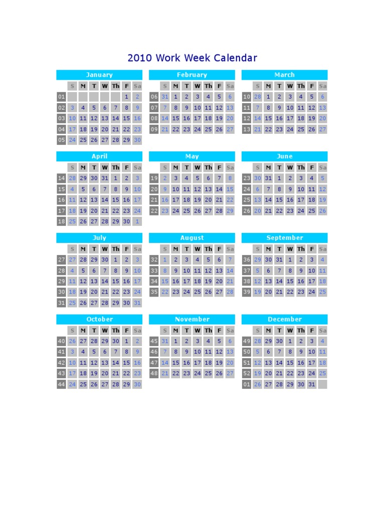 2010 WK Calendar | PDF