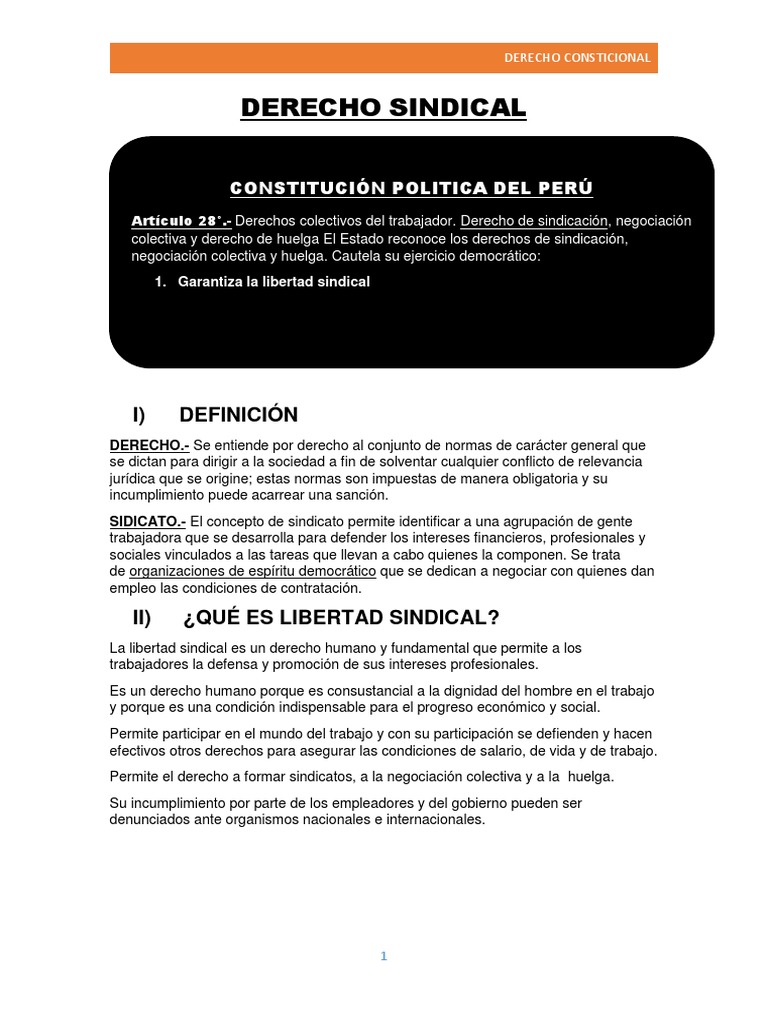 Derecho Sindical | PDF | Sindicato | Derechos humanos