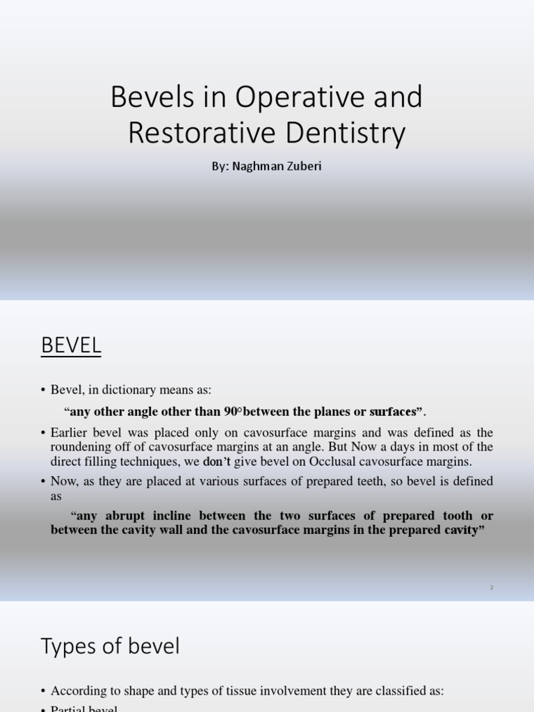 Bevels in Dentistry | PDF | Tooth Enamel | Dental Composite