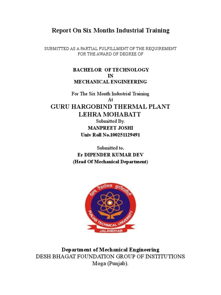 Hard Binding Report On Six Months Industrial Training | PDF