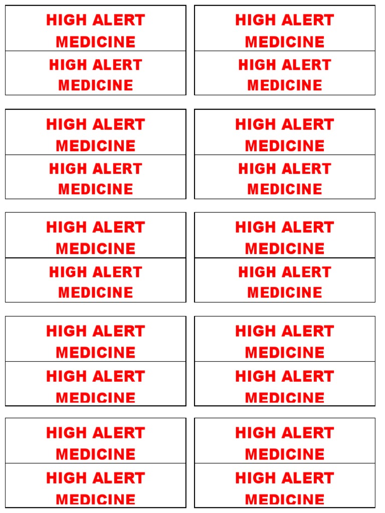 High Alert Medicine High Alert Medicine | PDF