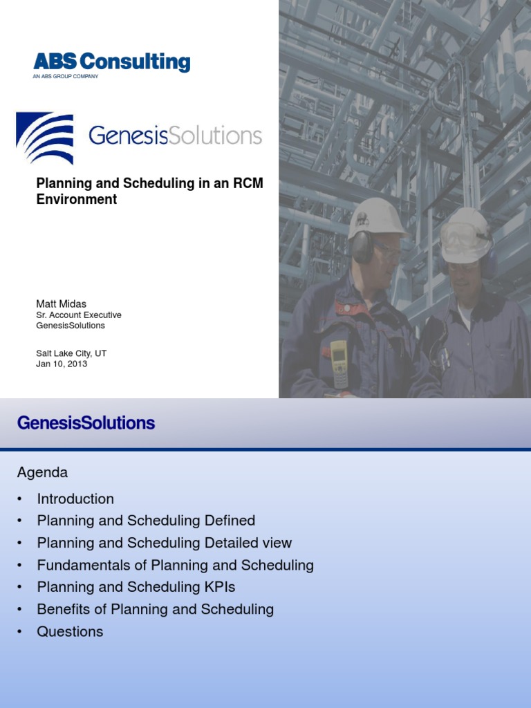 Planning and Scheduling in An RCM Environment: Matt Midas | PDF | Reliability Engineering | Risk ...
