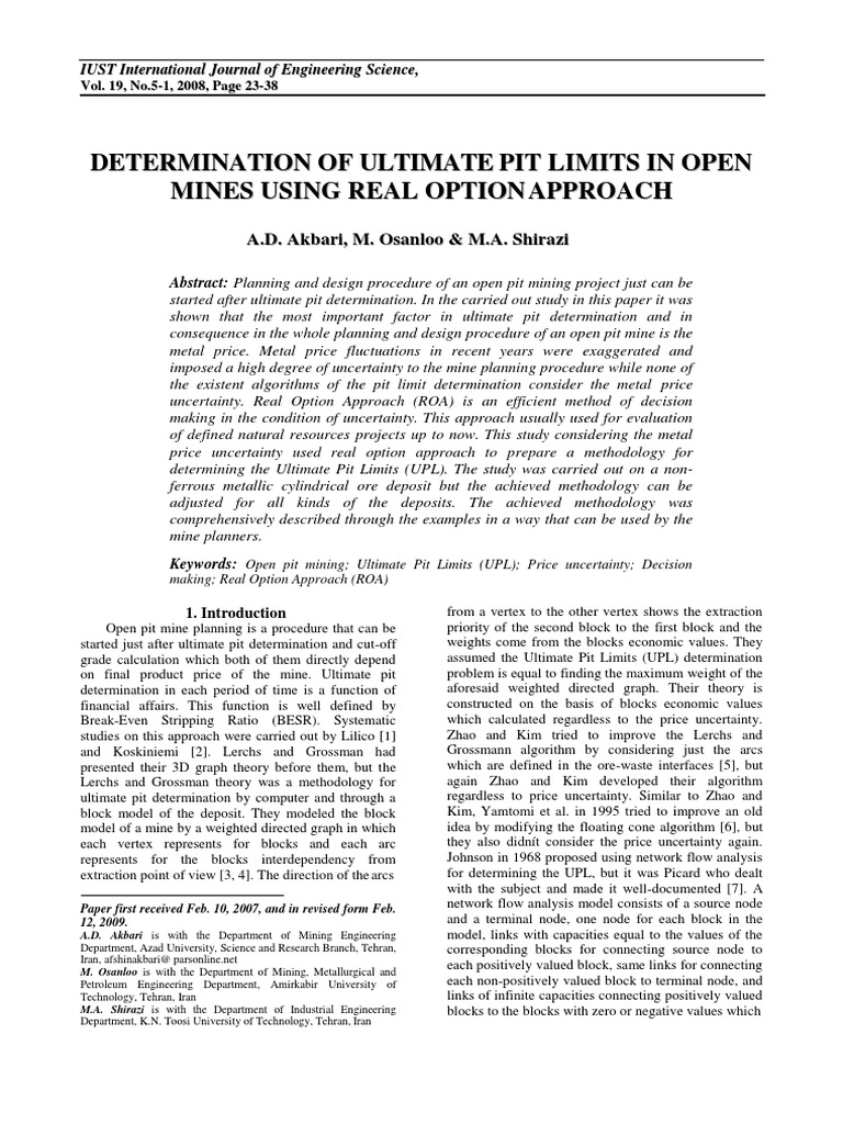 Ultimate Pit Limits in Open Mines | PDF | Net Present Value ...