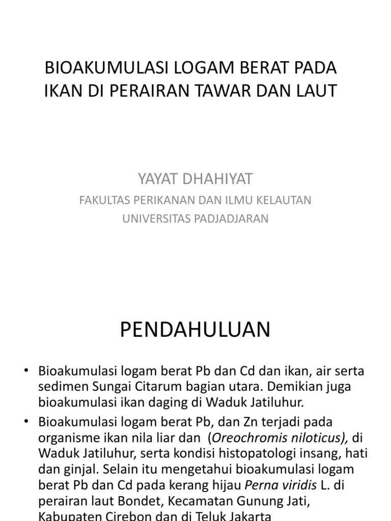 Bioakumulasi Logam Berat Pada Organisme Di Perairan Tawar | PDF