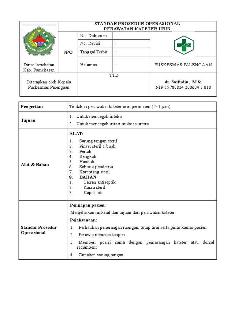 SOP UM RI Perawatan Kateter Urin | PDF