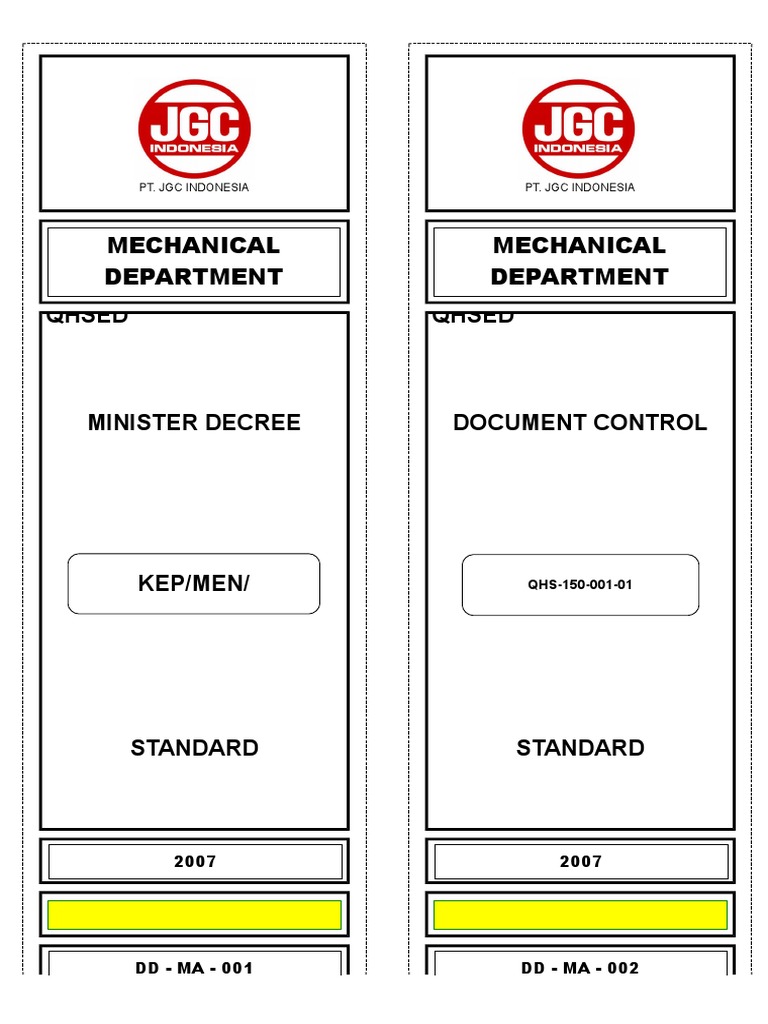 PT JGC Indonesia Mechanical Department Documentation Records 2007-2008 | PDF | Business