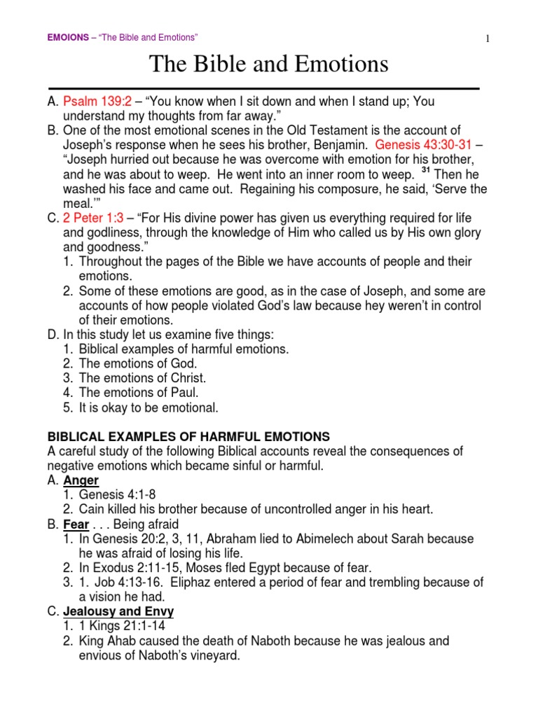 Emotions Explored in the Bible | PDF | Anger | Acts Of The Apostles