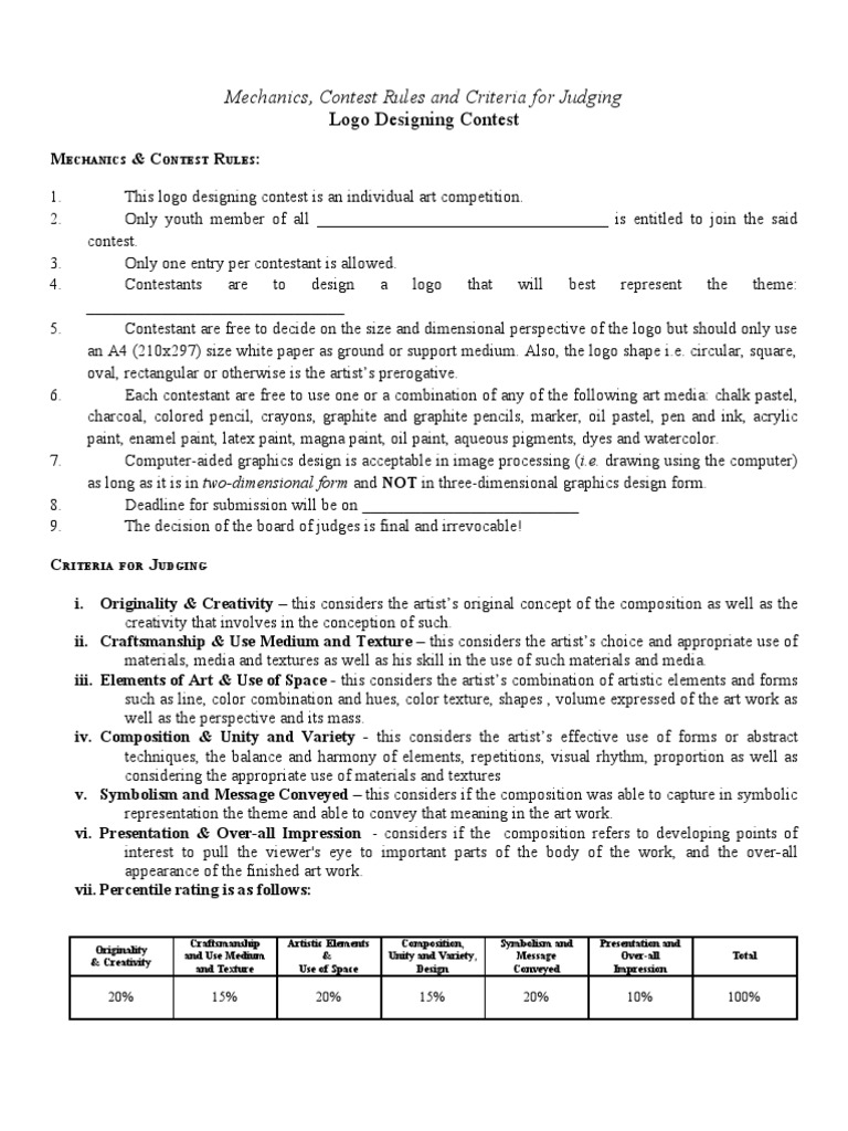 Logo Design Contest Rules & Judging Criteria | PDF | Composition ...