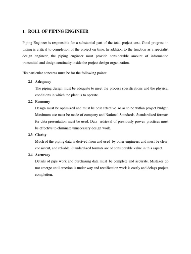 Role of Piping Engineer | PDF