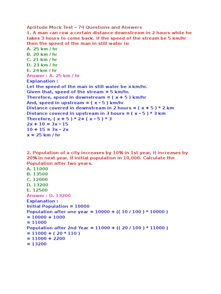 Aptitude Mock Test | PDF