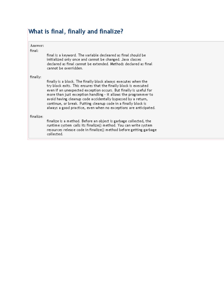 What Is Final, Finally and Finalize?: Answer | PDF