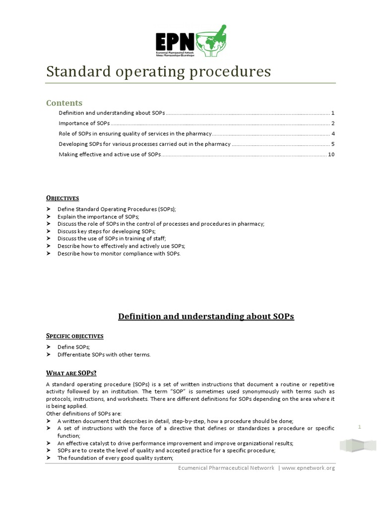 Standard Operating Procedures | PDF | Pharmacy | Employment
