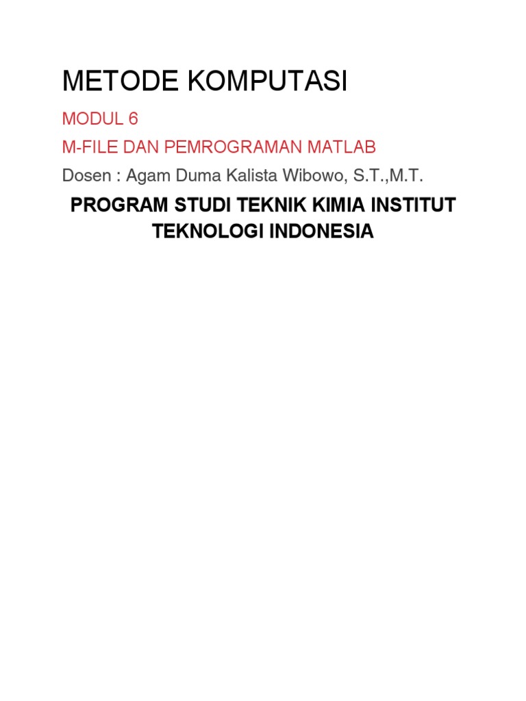 Modul 6 M-File Dan Pemograman Matlab | PDF