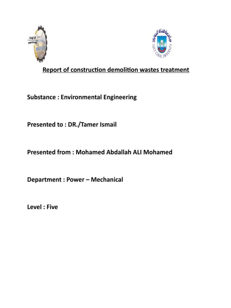 Report of Construction Demolition Wastes Treatment | PDF