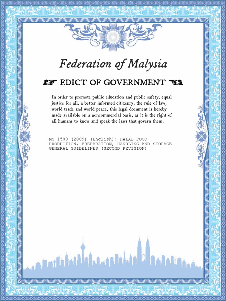 Ms 1500 2009 | PDF | Malaysia | Standardization