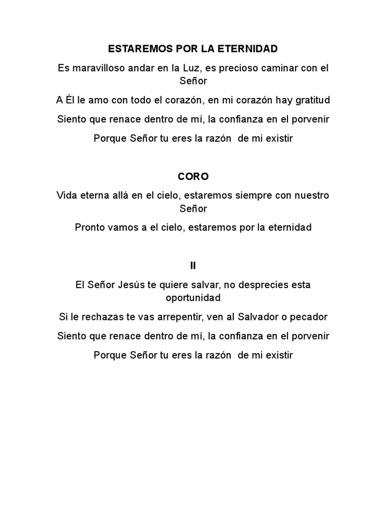 Estaremos por la Eternidad: Letra | PDF