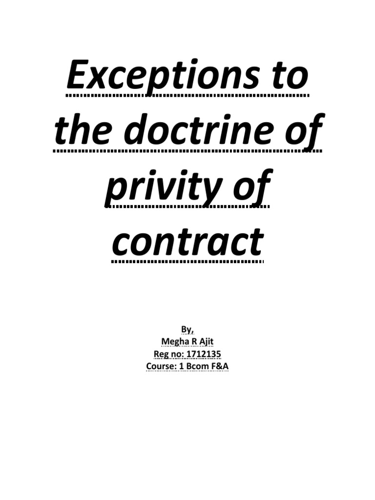 Exceptions To The Doctrine of Privity of Contract | PDF | Covenant (Law) | Lawsuit