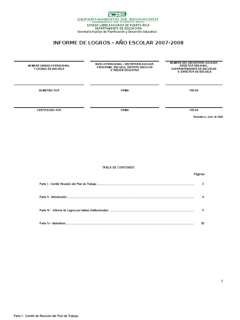 Informe de Logros 2007-2008 (Formato)