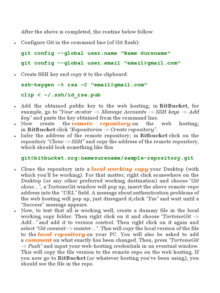 Git & Bitbucket Setup Guide | PDF | Secure Shell | Command Line Interface