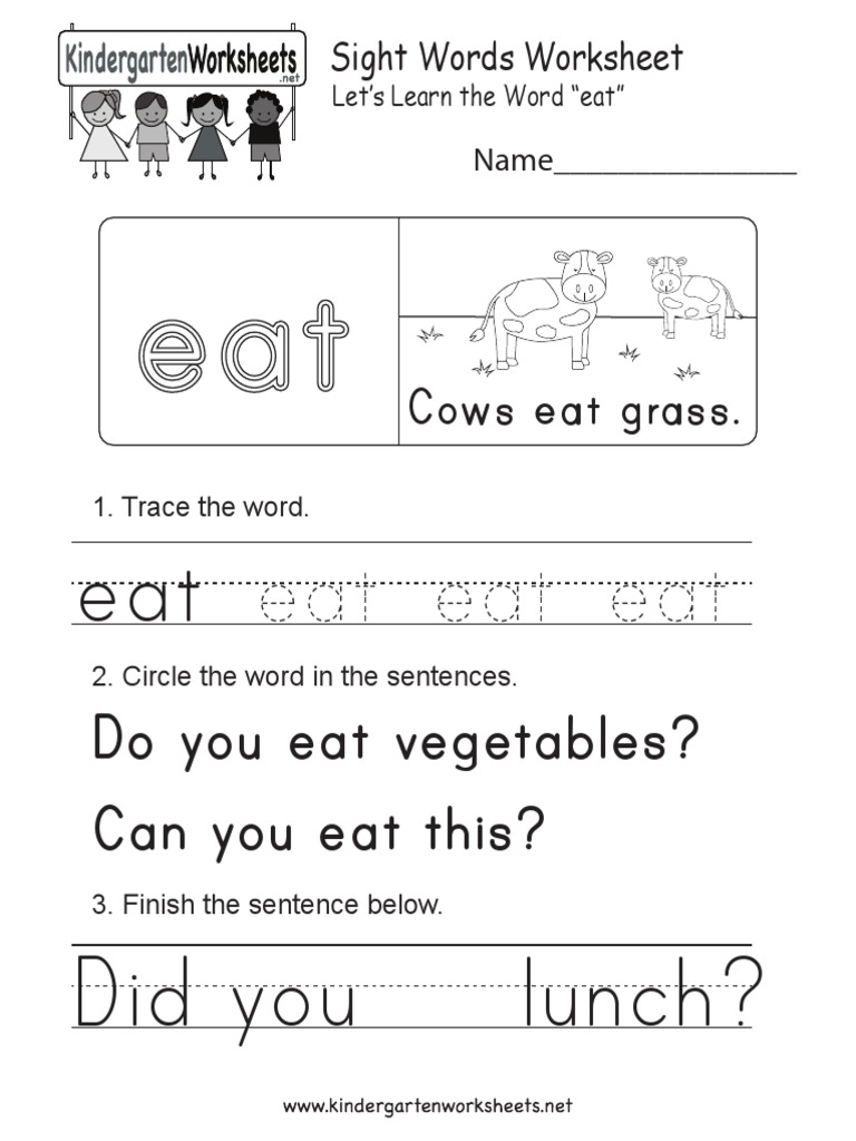 Eat Sight Word Worksheet | PDF