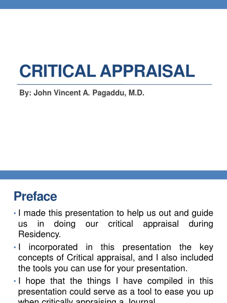 Critical Appraisal by John Vincent Pagaddu, M.D. | PDF | Randomized ...