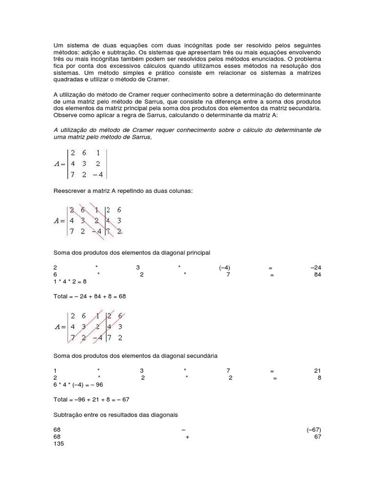 Metodo de Cramer | PDF | Determinante | Matriz (Matemática)
