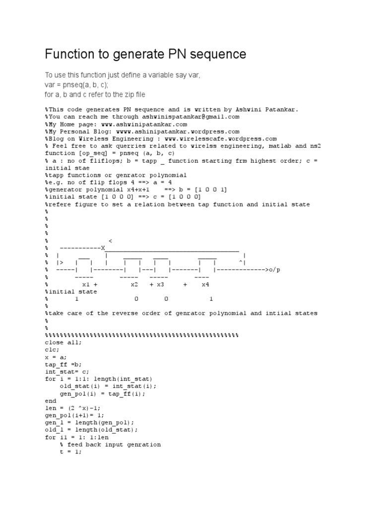 Function To Generate PN Sequence | PDF | Theoretical Computer Science ...