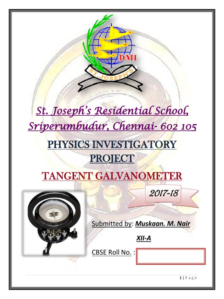 Physics Investigatory Project (XII) Tangent Galvanometer | PDF | Earth ...