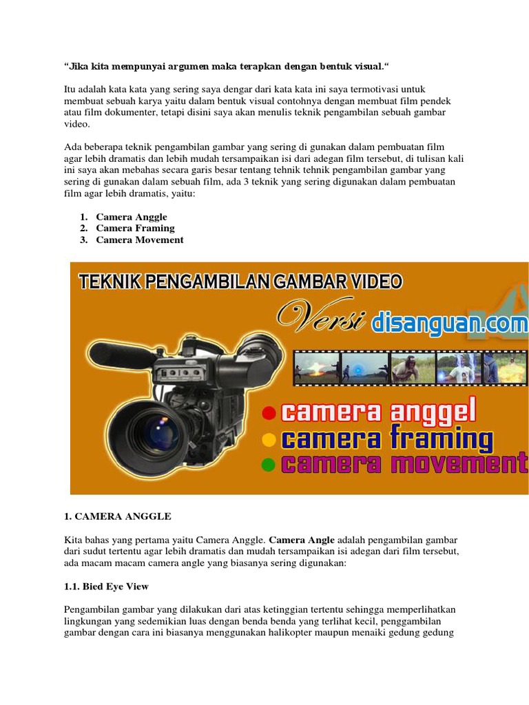 Teknik Pengambilan Gambar dalam Film | PDF | Teknologi & Rekayasa
