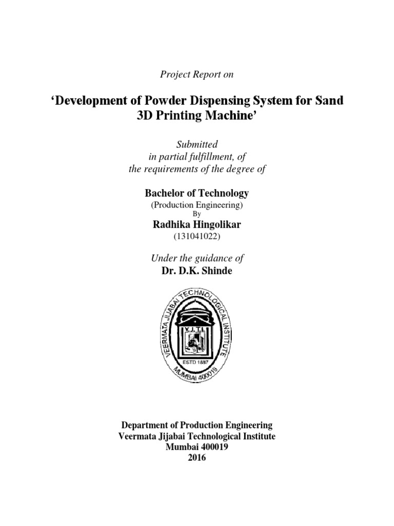 Sand 3D Printer Powder System Development | PDF | Casting (Metalworking ...
