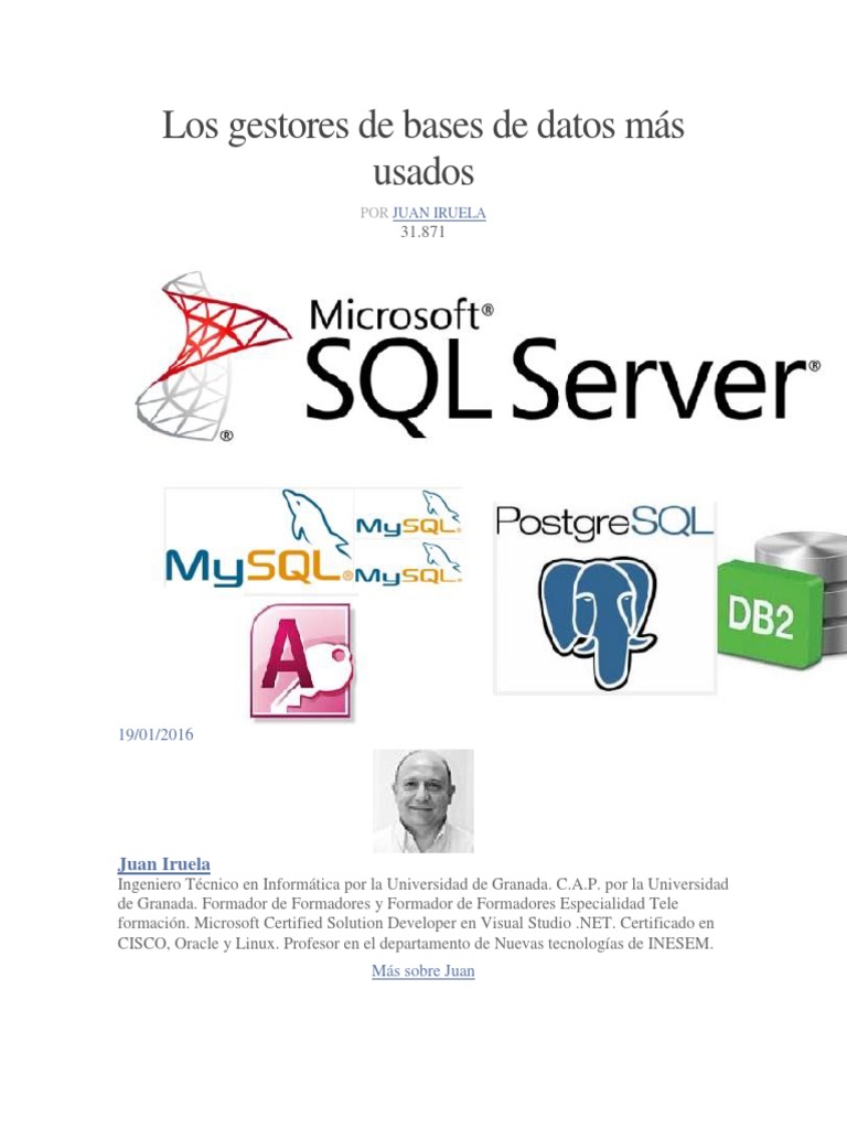 Los Gestores de Bases de Datos Más Usados | Postgre Sql | Bases de datos
